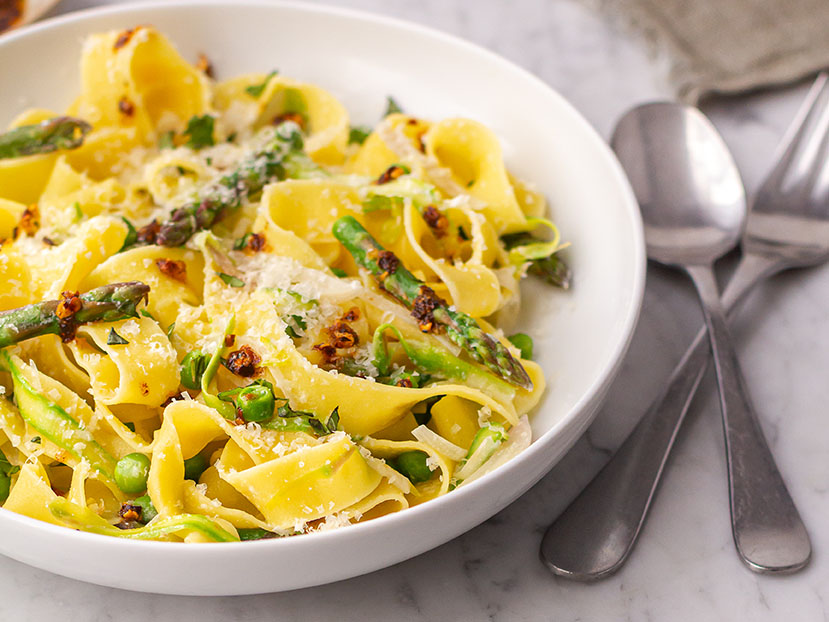 Pappardelle pasta with buttermilk and spring vegetables - Edible Ottawa